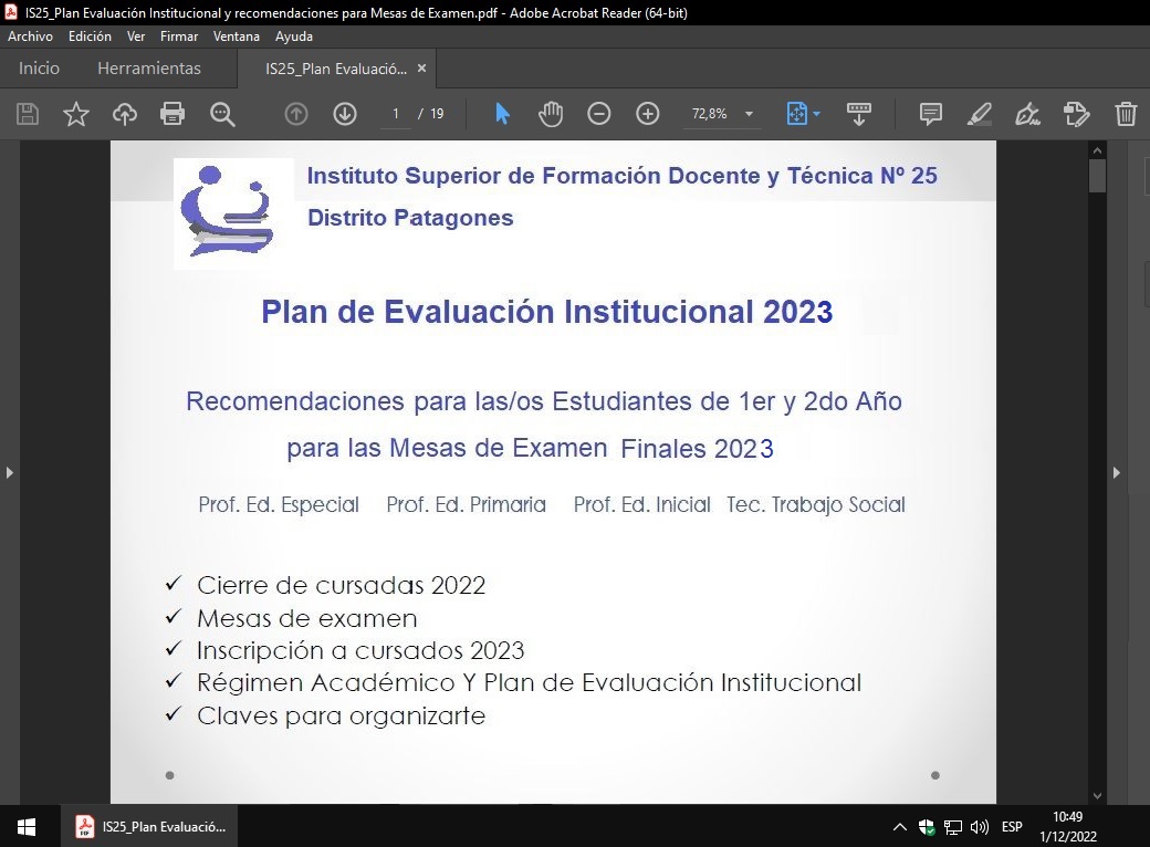 Mesas de Examen – Instituto Superior de Formación Docente y Técnica Nº 25 Mesas de Examen – Instituto Superior de Formación Docente y Técnica Nº 25